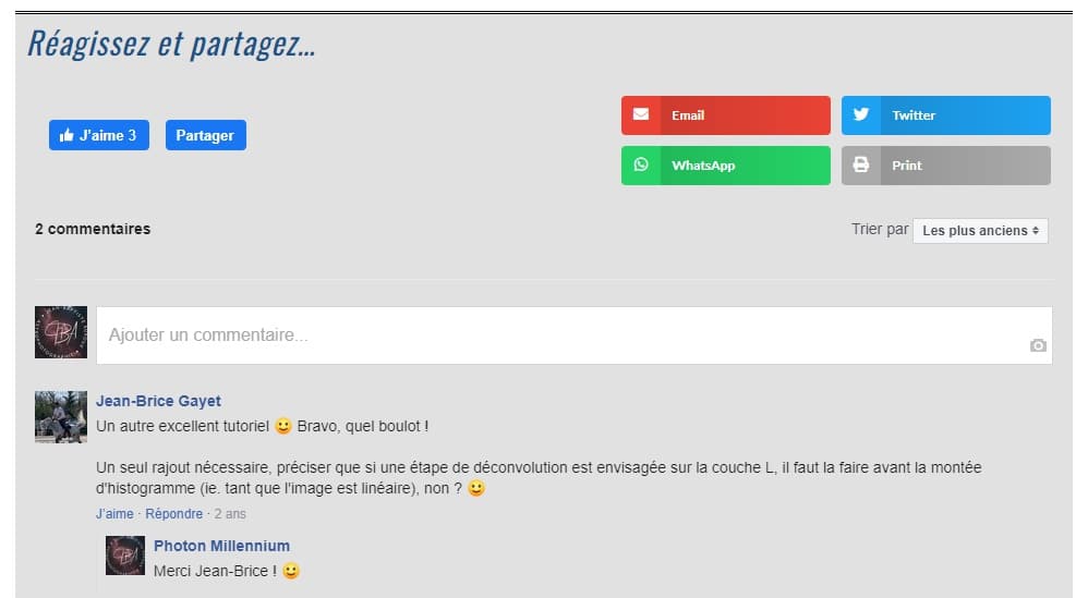 Espaces commentaires – Guide pratique – Photon Millenium